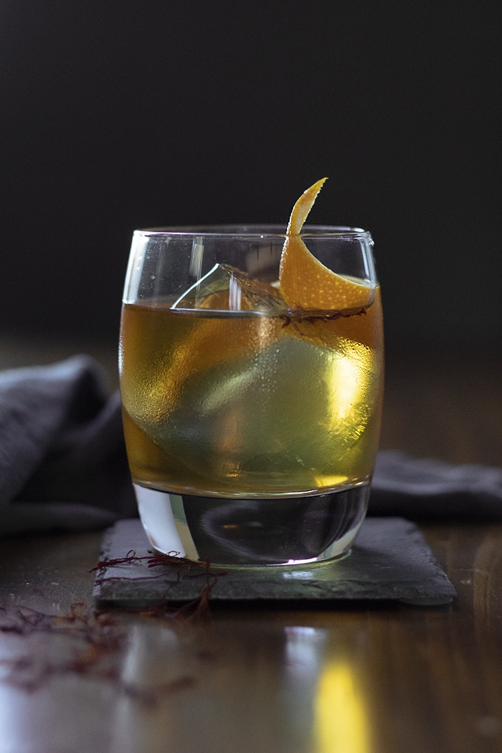 Saffron Honey Rum Old Fashioned - Moody Mixologist