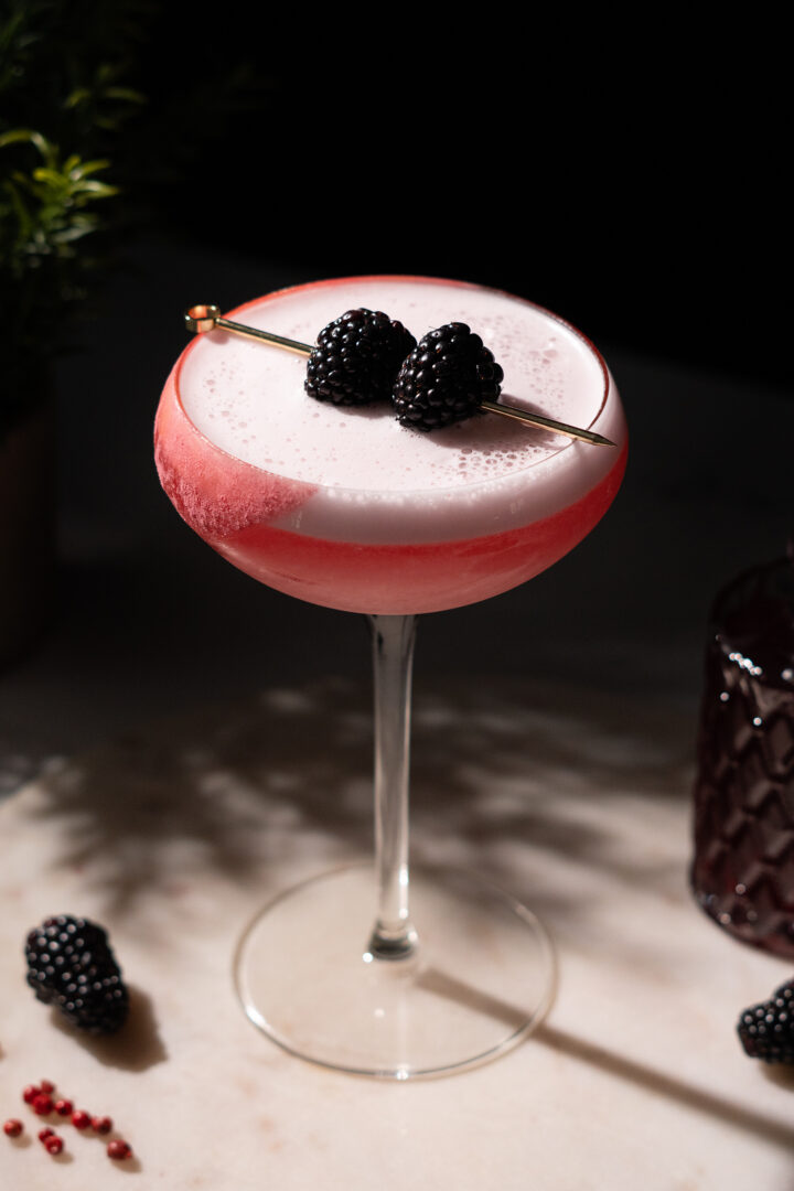 Blackberry Pink Peppercorn Gin Sour - Moody Mixologist