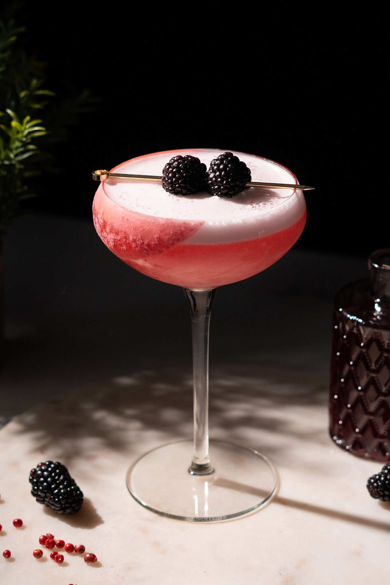 Blackberry Pink Peppercorn Gin Sour - Moody Mixologist
